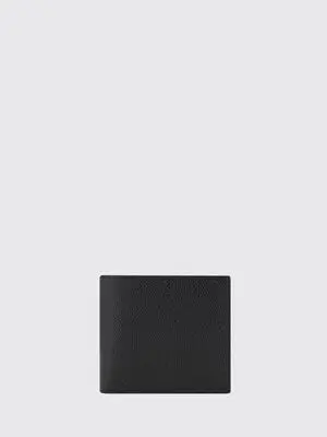 Thom Browne Bifold Wallet In Grained Leather With 4-bar Detail And Interior Slots - Black