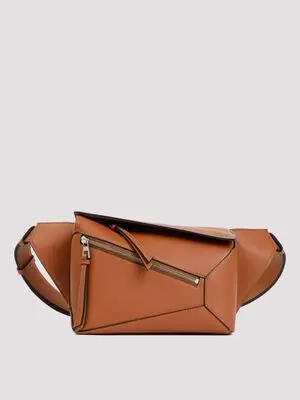 Loewe Puzzle Belt Bag In Smooth Calfskin Leather With Zip Closure Burnt
