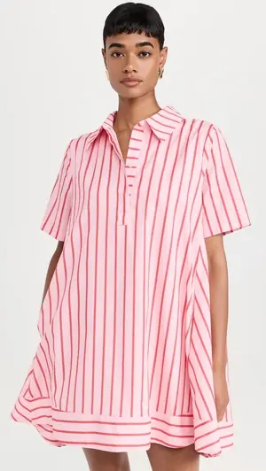 English Factory Striped A-line Shirt Dress