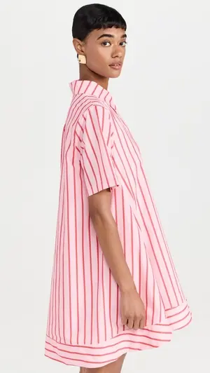 English Factory Striped A-line Shirt Dress