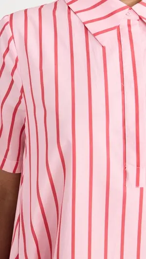English Factory Striped A-line Shirt Dress