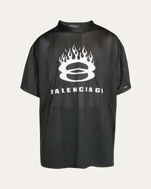 Balenciaga Mesh Unity Flame Logo T-Shirt - Noir | Editorialist