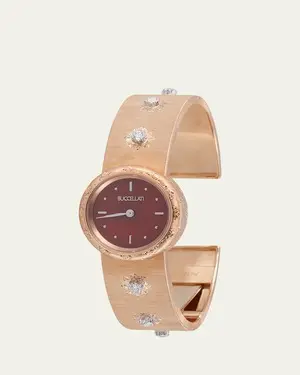Buccellati Macri 18k Diamond, And Agate Bangle Watch