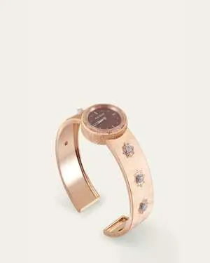 Buccellati Macri 18k Diamond, And Agate Bangle Watch