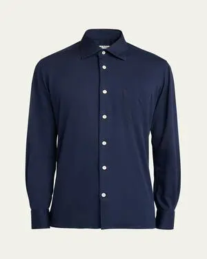 Kiton Nerano Cotton Stretch Sport Shirt - Navy