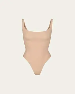 SKIMS Fits Everybody Square-neck Bodysuit - Clay