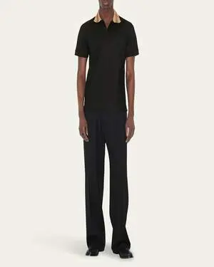Burberry Cody Check-collar Polo Shirt - Black