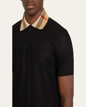 Burberry Cody Check-collar Polo Shirt - Black