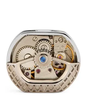Tateossian Rhodium-plated Sterling And Sapphire Skeleton Pin