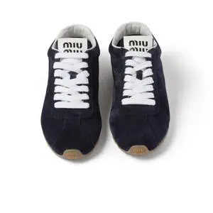 Miu Miu Plume Suede Sneakers - Navy