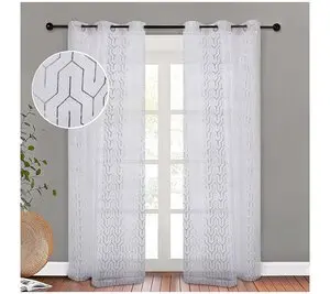 SUPERIOR Cormac Printed Sheer Curtain Panel Set, 42x96
