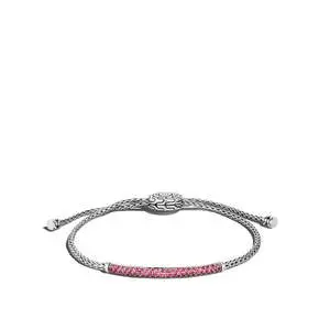 John Hardy Classic Chain Pull Through Pavé Station Bracelet - Treated Ruby