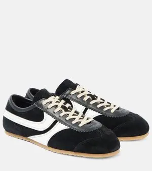 Dries Van Noten Leather And Suede Lace-up Sneakers - Black