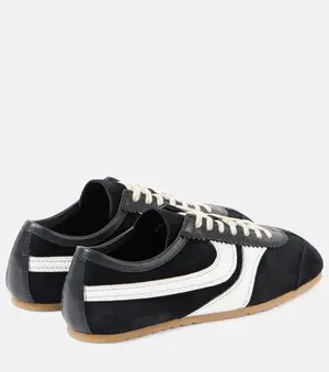 Dries Van Noten Leather And Suede Lace-up Sneakers - Black