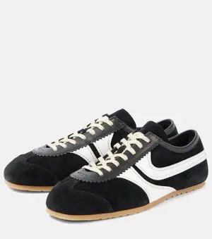 Dries Van Noten Leather And Suede Lace-up Sneakers - Black