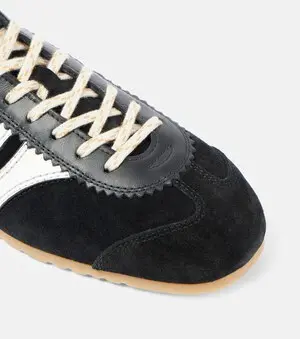 Dries Van Noten Leather And Suede Lace-up Sneakers - Black