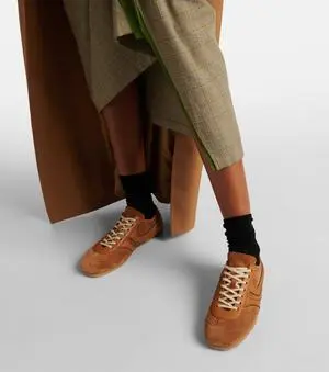 Dries Van Noten Leather And Suede Lace-up Sneakers - Neutrals