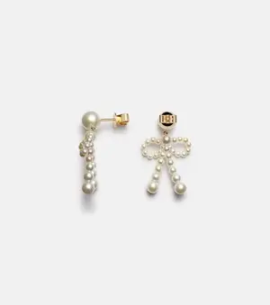 Sophie Bille Brahe Bow 14kt Yellow Freshwater Pearl Drop Earrings - Gold