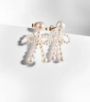 Sophie Bille Brahe Bow 14kt Yellow Freshwater Pearl Drop Earrings - Gold