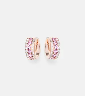 ANITA KO Lola 18kt Rose Hoop Earrings With Diamonds And Sapphires - Gold