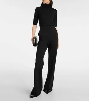 Max Mara Norcia Pleated Jersey Straight Pants - Black