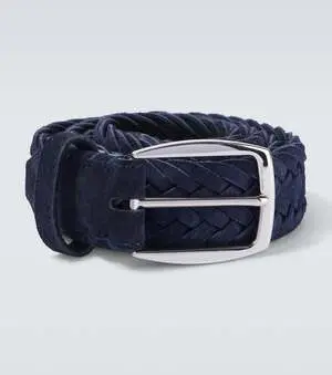 Brioni Braided Suede Belt - Blue