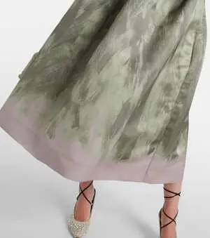 Dries Van Noten Satin Midi Skirt