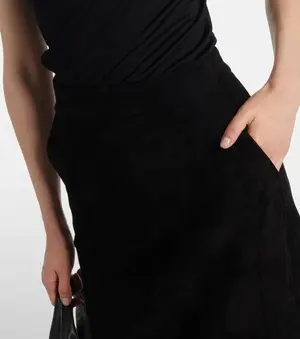 Stouls Taylor Suede Midi Skirt - Black