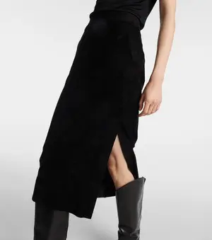 Stouls Taylor Suede Midi Skirt - Black