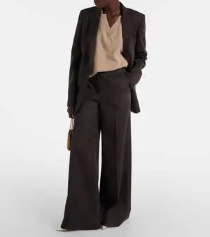 Stella McCartney High-rise Wide-leg Wool Pants - Brown