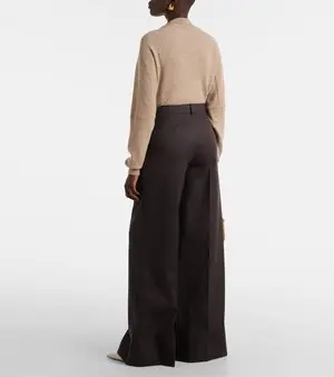 Stella McCartney High-rise Wide-leg Wool Pants - Brown