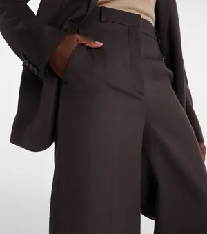 Stella McCartney High-rise Wide-leg Wool Pants - Brown