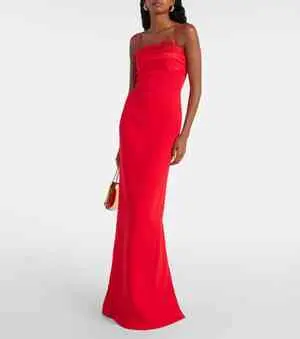 David Koma Lace-trimmed Cady Gown