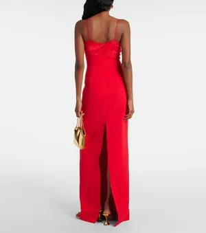 David Koma Lace-trimmed Cady Gown