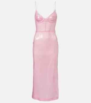 David Koma Sequined Midi Dress - Pink