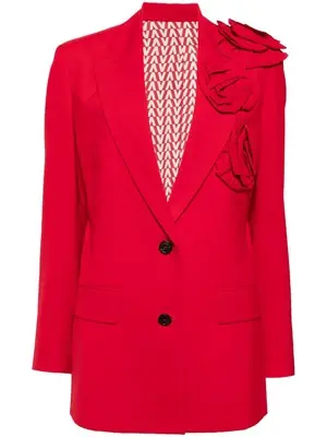 Valentino Garavani Floral Appliqué Blazer - Red