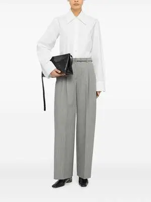JIL SANDER Checked Virgin Wool Palazzo Pants
