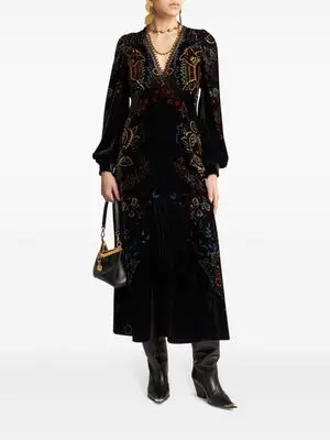 Etro Floral Print Velvet Dress