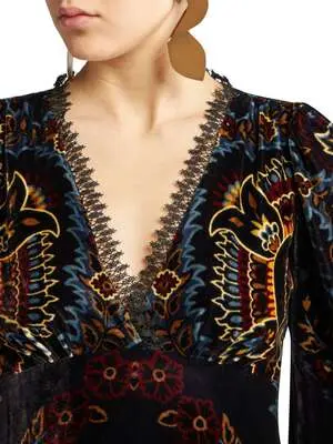 Etro Floral Print Velvet Dress
