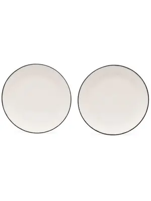 ANN DEMEULEMEESTER Contrasting-edge Porcelain Plates - White