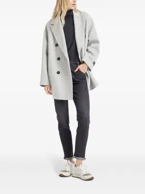 Brunello Cucinelli Cashmere Double-breasted Coat - Grey