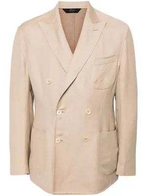 Brioni Double-breasted Linen-blend Blazer