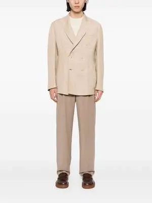 Brioni Double-breasted Linen-blend Blazer