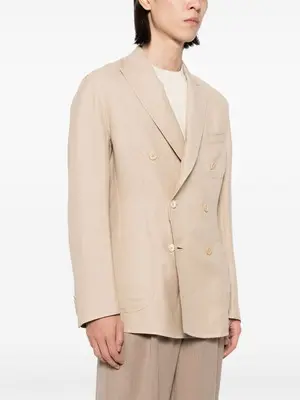 Brioni Double-breasted Linen-blend Blazer