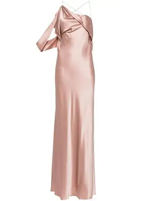 Michelle Mason Asymmetric Silk Gown - Pink
