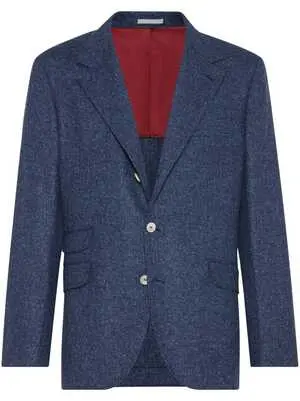 Brunello Cucinelli Buttoned Flap Pocket Blazer - Blue