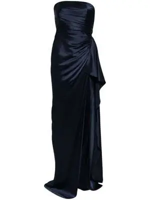 Michelle Mason Strapless Silk Gown - Blue