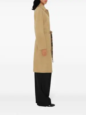 Burberry Check Wool Reversible Coat - Neutrals