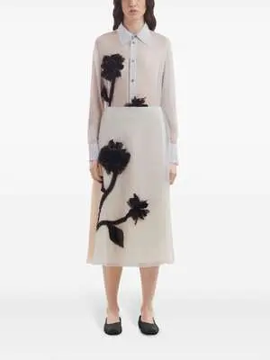 Marni Floral-appliqué Silk Midi Skirt