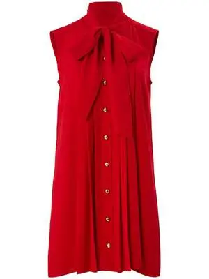 Carolina Herrera Pintuck Tie-neck Mini Dress